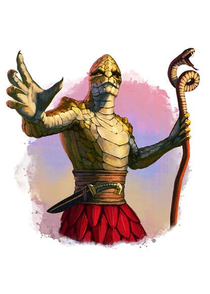Filler Spot Colour Character Humanoid Serpent Priest Rpg Stock Art