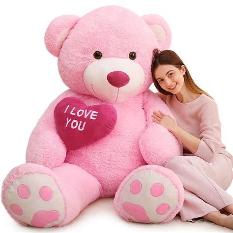 Maogolan Giant Teddy Bear 6 Feet I Love You Red Heart Big Pink Teddy