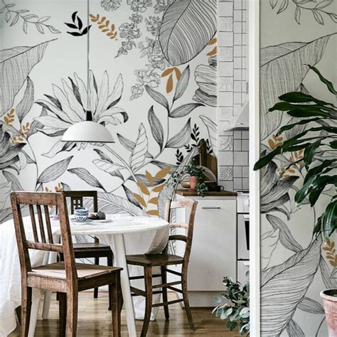 Custom Wallpaper Mural Abstract Tropical Rainforest Plants Bvm Home