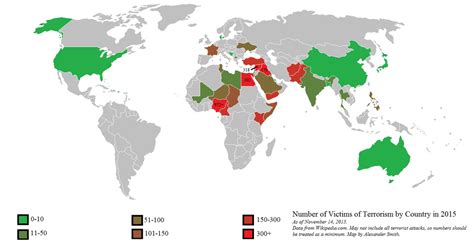 Number Of Victims Of Terrorism By Country 2015 Vivid Maps