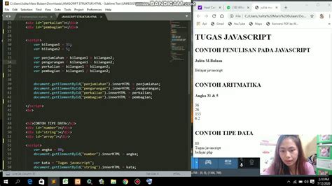 tugas javascript struktur bahasa pemograman kls s ti youtube