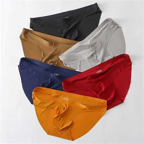 Summer New Ice Silk Seamless Underwear Mens Briefs Quick Dry Solid