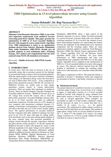 Pdf Thd Optimization In 13 Level Photovoltaic Inverter Using Genetic