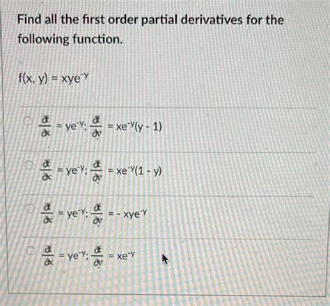 Solved Find All The First Order Partial Derivatives For The Chegg