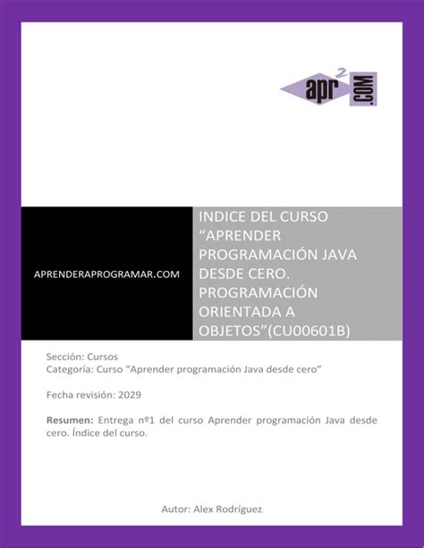 Cu00601b Indice Curso Aprender Programar Java Desde Cero