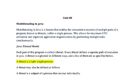 Multithreding Unit3 Oop Cg Unit Iii Multithreading In Java