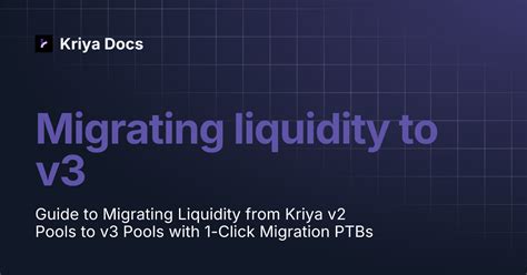 Migrating Liquidity To V3 Kriya Docs