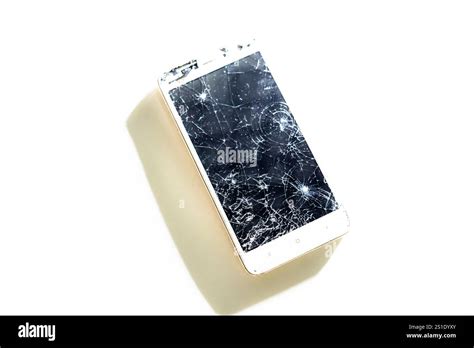 Black Broken Touch Screen Phone With Cracked Screen Smashed Glass