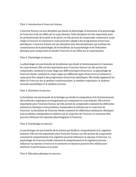 Exercise Science Titre 1 Introduction à Lexercice Science Lexercice Science Est Une