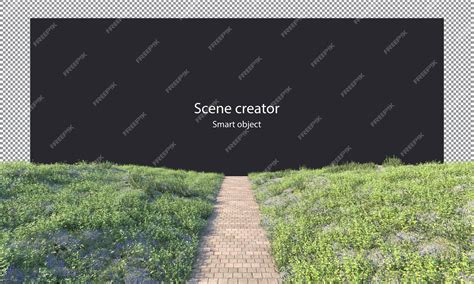 Premium Psd Way Path Through Trees And Grass Field Way Path Through Grass Field And Tree