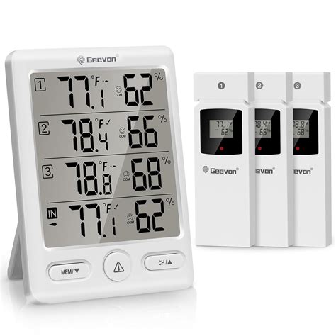 Geevon Indoor Outdoor Thermometer Wireless With 3 Remote