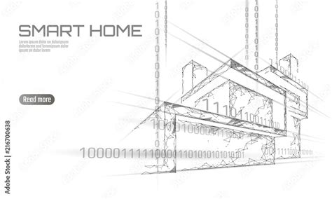 Smart House Binary Code Low Poly Concept Online Control Information