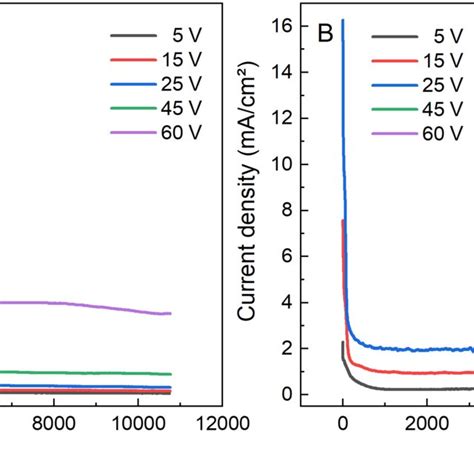 Current Density X Time Curves Of A Cp Ti And B Niti At Different Download Scientific