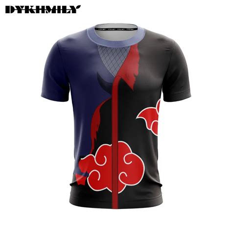 Dykhmily Naruto Akatsuki Cool New T Shirt Naruto Black Short Sleeve Men