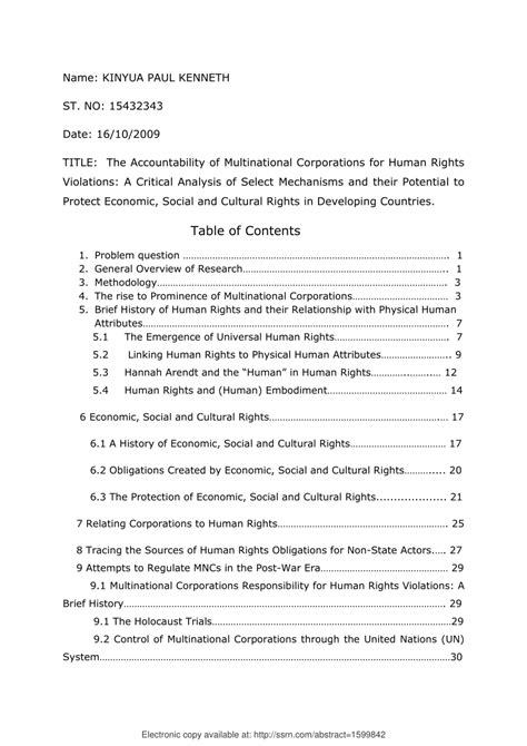 Pdf The Accountability Of Multinational Corporations For Human Rights