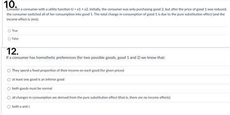 Solved Consider A Consumer With A Utility Function U X1 X2