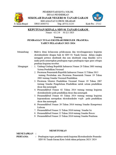 Sk Ekskul Pramuka 2023 2024 Pdf