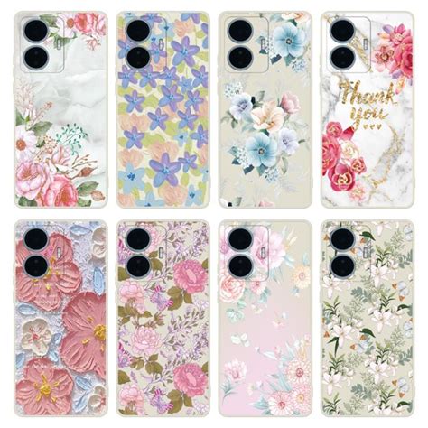 Vivo Y Blue Butterfly Flower Pattern TPU Silicone Phone Case Shockproof Soft Cover With High
