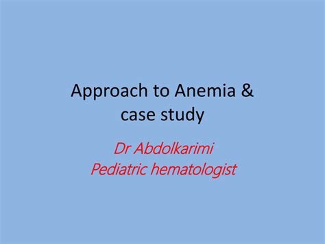 PDF Approach To Anemia Case Study