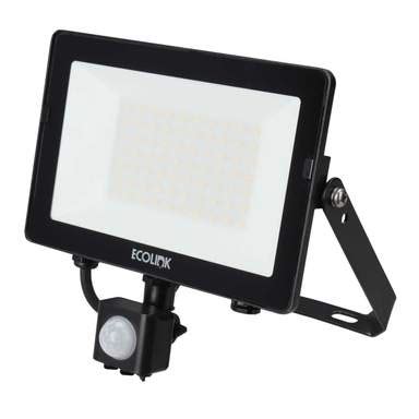 Ecolink 50W LED Floodlight With PIR Black 4000K ECOFL50 4K PIR CEF