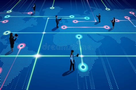Business People Connected Across Digital World Map Symbolizing Innovation Global Network