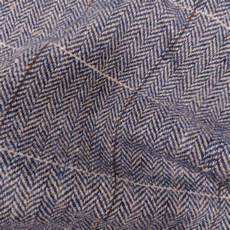 Blue Windowpane Tweed Double Breasted Suit Jacket