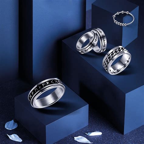 Tingn Fidget Ring For Women Men Stainless Steel Anxiety Rings Fidget