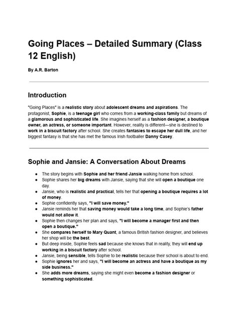 Going Places Sophies Dreams Explored Pdf Dream