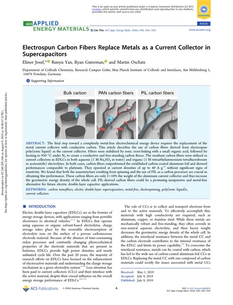 Pdf Electrospun Carbon Fibers Replace Metals As A Current Collector In Supercapacitors