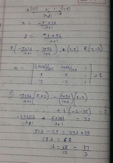 If The Point P23 Divides The Line Joining The Points 56 And 89