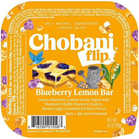 Chobani Flip Low Fat Greek Yogurt Limited Batch Blueberry Lemon Bar 4