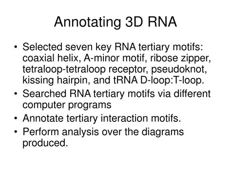 ppt towards rna structure prediction 3d motif prediction and