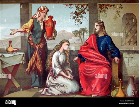 Illustration Of Jesus At The Home Of Martha And Mary Gospel Of Luke
