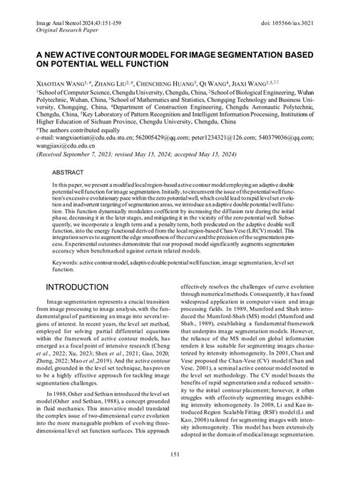 PDF A New Local Region Based Active Contour Model For Image