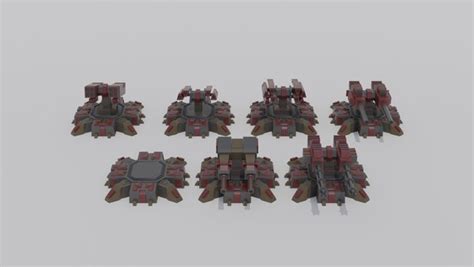 3d модель Низкополигональная мультяшная научно фантастическая турель