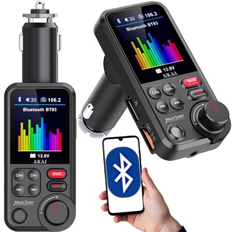 TRANSMITER SAMOCHODOWY FM BLUETOOTH 5 0 ŁADOWANIE QC 3 0 SD AKAI FMT