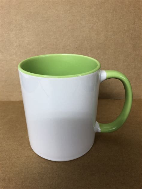 11 Oz Ceramic Inner Color Sublimation Mug Light Green Magic Transfer
