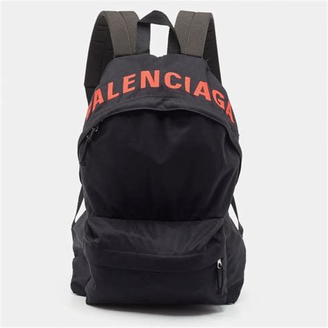 Balenciaga Black Nylon Logo Embroidered Wheel Backpack Balenciaga The