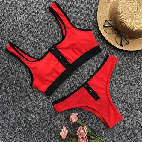 Buy Sexy Solid Patchwork Split Bikini 2018 Push Up