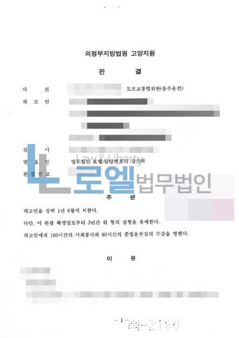 사건사례 도로교통법위반음주운전 집행유예