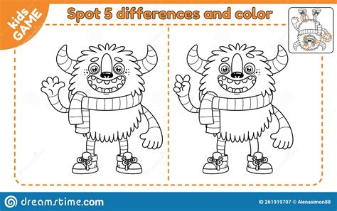Game Spot Differences And Color Cartoon Cute Cat Vector Illustration