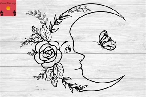 Floral Moon Svg Flowers Svg Moon Svg Graphic By Chaicharee Design