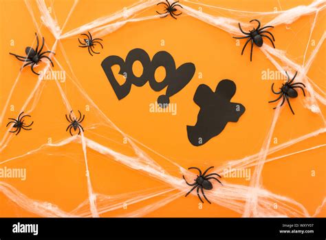 Halloween Decorations With Spider Web Ghost And Spiders As Symbols Of