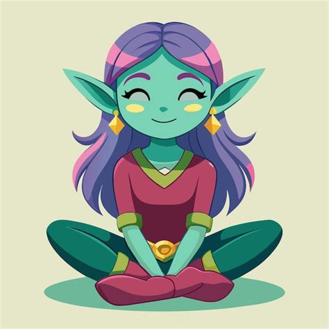 Um Desenho Animado De Uma Menina Sentada Com Cabelo Roxo E Um Cinto
