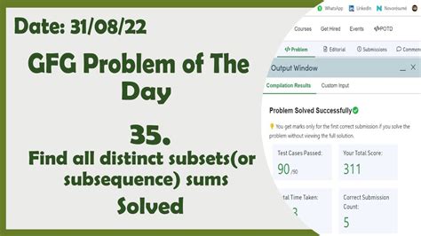Find All Distinct Subset Or Subsequence Sums Gfg Daily Problem