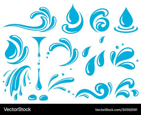 Water Design Element Drop Splash Set Icons Vector Image Water Design Element Drop Splash Set Icons Vector Image