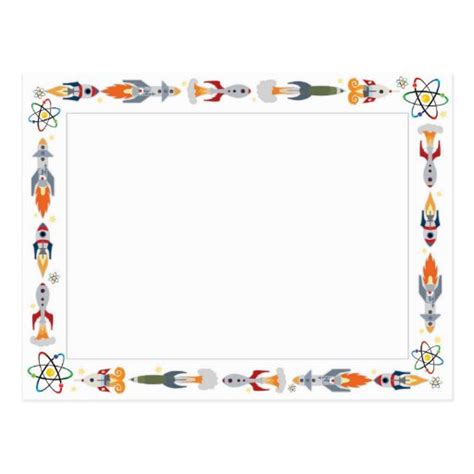 Science Border Vintage Rockets And Atom Border Postcard Zazzle