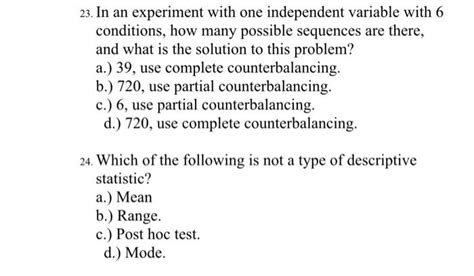 Solved 23 In An Experiment With One Independent Variable