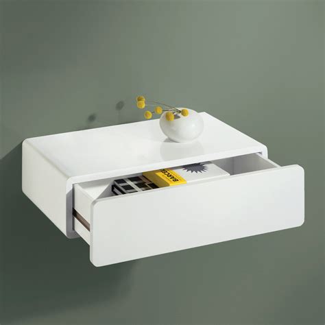 Gloss White Floating Shelf With Drawer Storage Rbuk Hardware