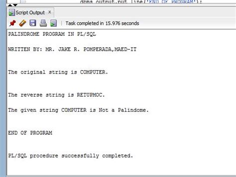 Free Programming Source Codes And Computer Programming Tutorials Palindrome Program In Oracle